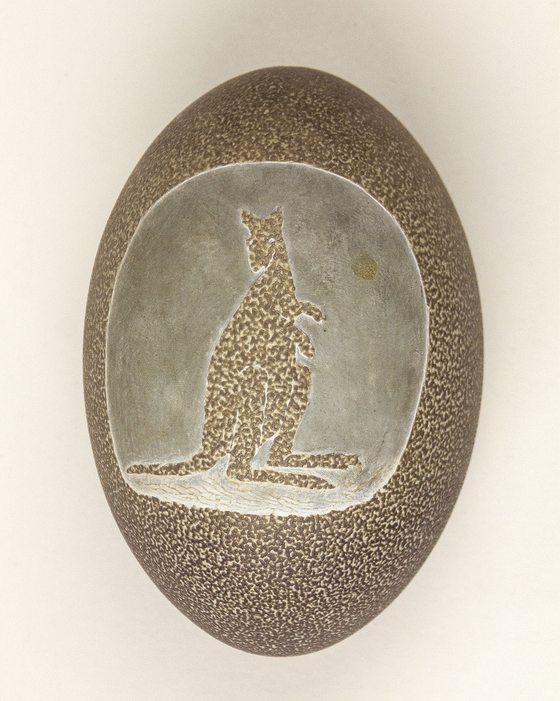 Taxidermy Carved Emu Egg - Kangaroo