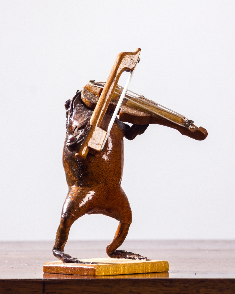 Taxidermy Anthropomorphic Fiddle Toad